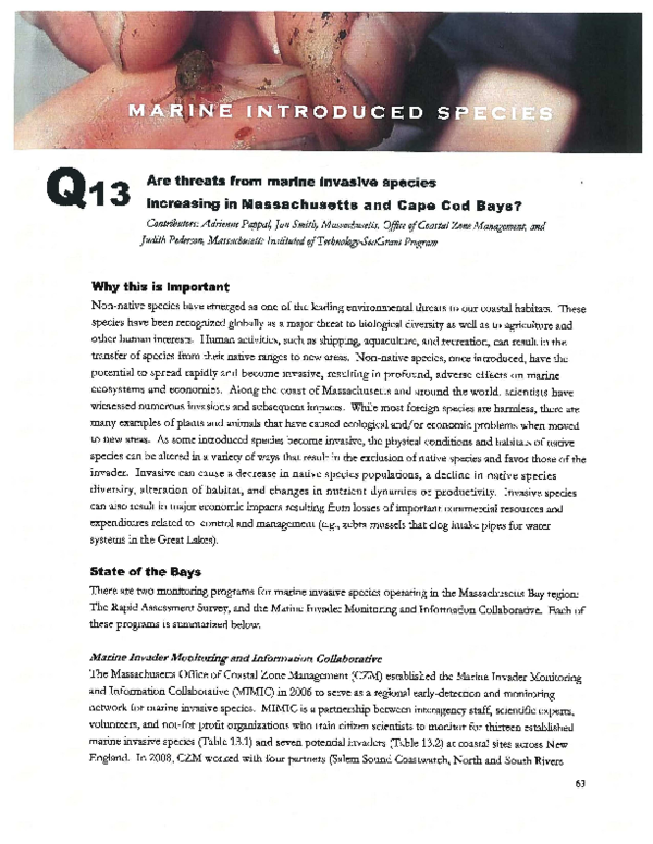 (PDF) Marine Introduced Species Q13: Are threats from marine invasive ...