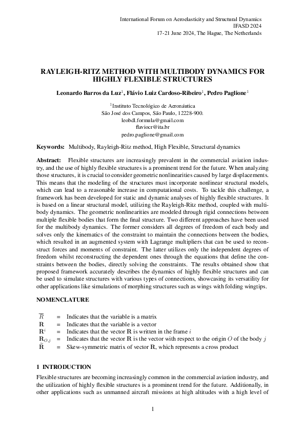 (PDF) RAYLEIGH-RITZ METHOD WITH MULTIBODY DYNAMICS FOR HIGHLY FLEXIBLE ...