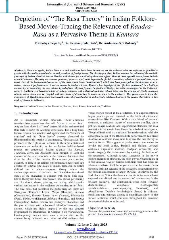 (PDF) Depiction of "The Rasa Theory" in Indian Folklore-Based Movies ...