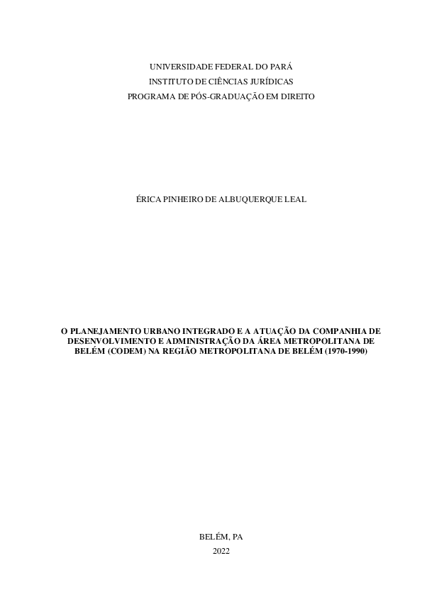 (PDF) O Planejamento Urbano Integrado e a atuação da Companhia de ...