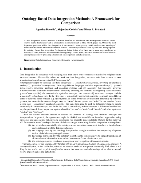 (PDF) Ontology-Based Data Integration Methods: A Framework for Comparison