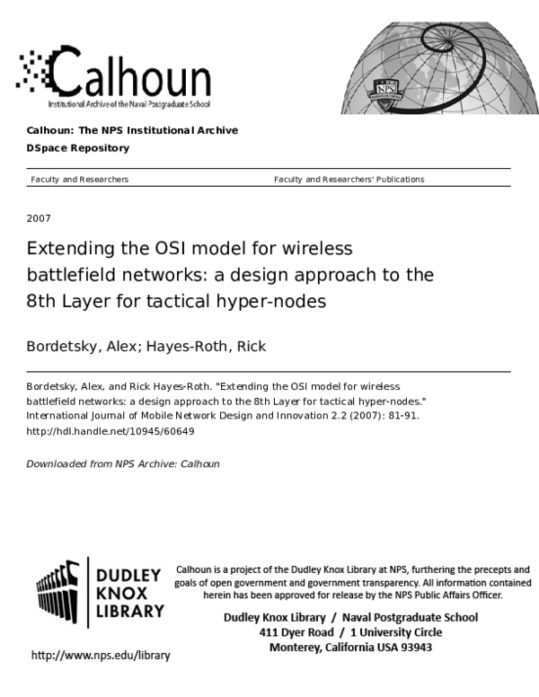 (PDF) Extending the OSI model for wireless battlefield networks: a ...