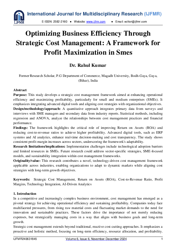 (PDF) Optimizing Business Efficiency Through Strategic Cost Management ...