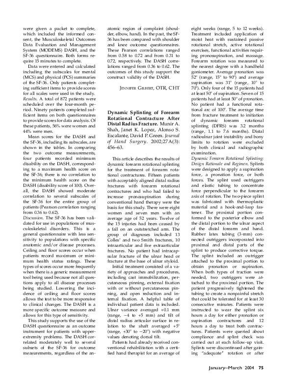 (PDF) Dynamic splinting of forearm rotational contracture after distal ...