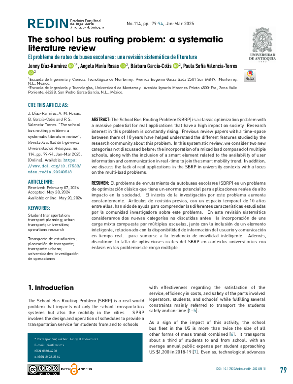 (PDF) The school bus routing problem: A systematic literature review