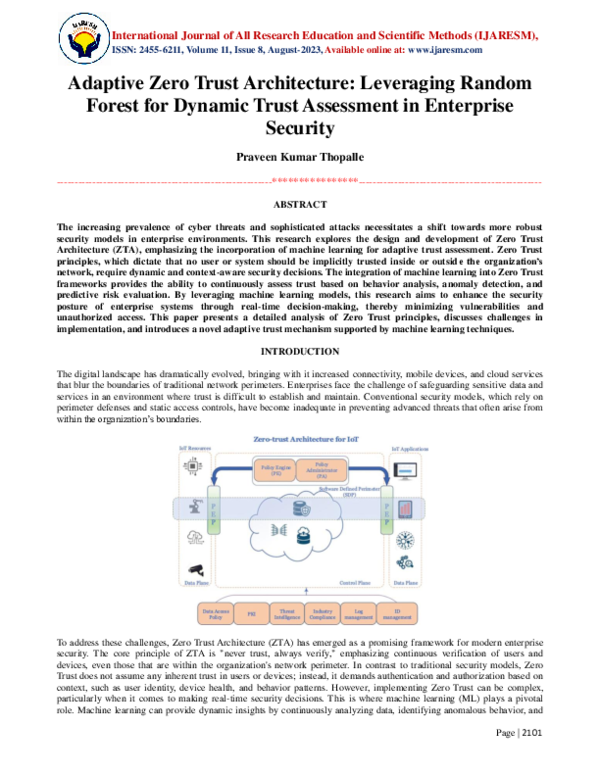 (PDF) Adaptive Zero Trust Architecture: Leveraging Random Forest for Dynamic Trust Assessment in ...