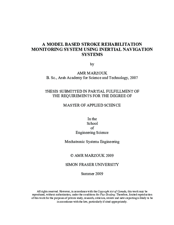 (PDF) A model based stroke rehabilitation monitoring system using inertial navigation systems