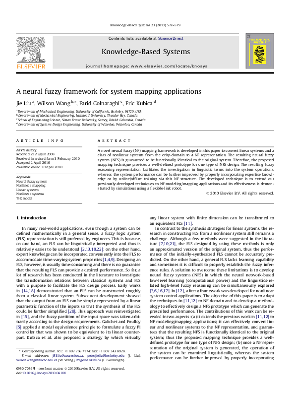 (PDF) A neural fuzzy framework for system mapping applications
