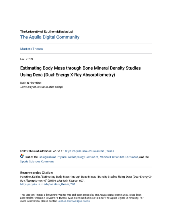 (PDF) Estimating Body Mass through Bone Mineral Density Studies Using ...