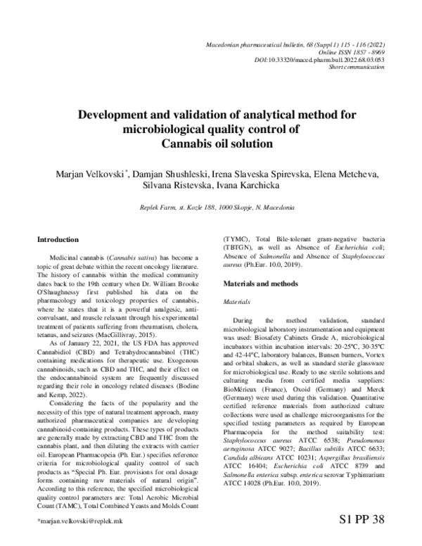 (PDF) Development and validation of analytical method for ...