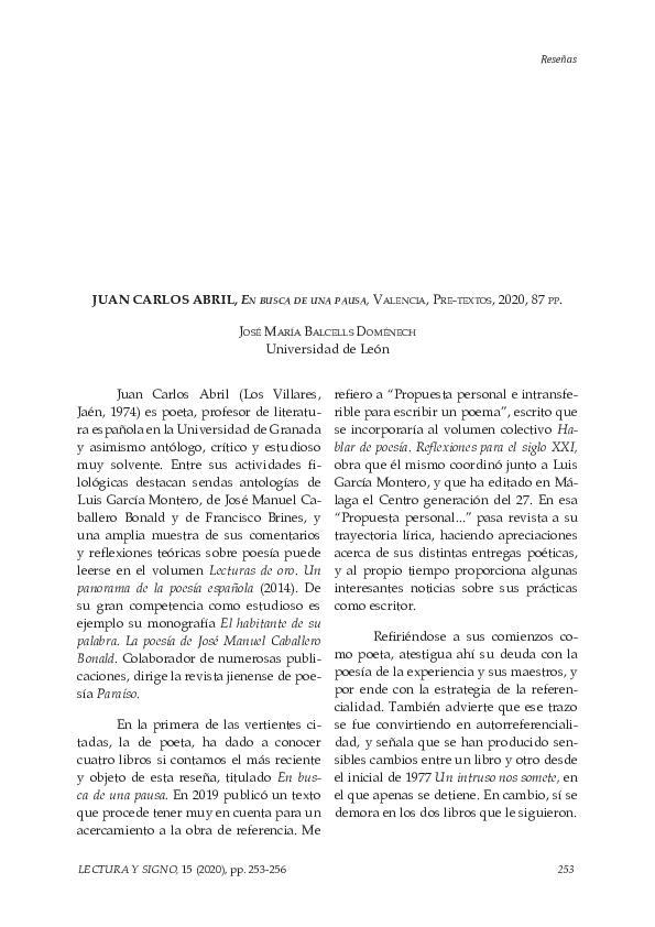 (PDF) José María Balcells Doménech. Juan Carlos Abril, En busca de una ...