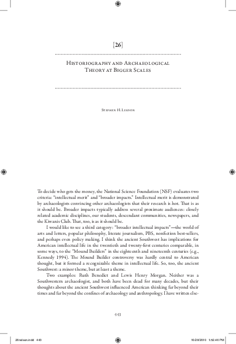 (PDF) Historiography and Archaeological Theory at Bigger Scales