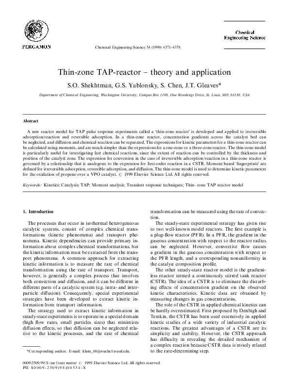 (PDF) Thin-zone TAP-reactor – theory and application