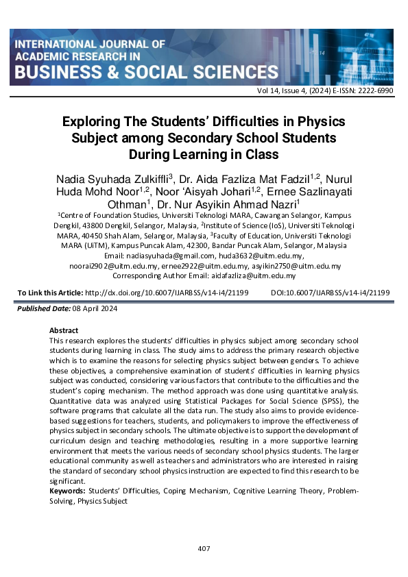 (PDF) Exploring The Students’ Difficulties in Physics Subject among ...