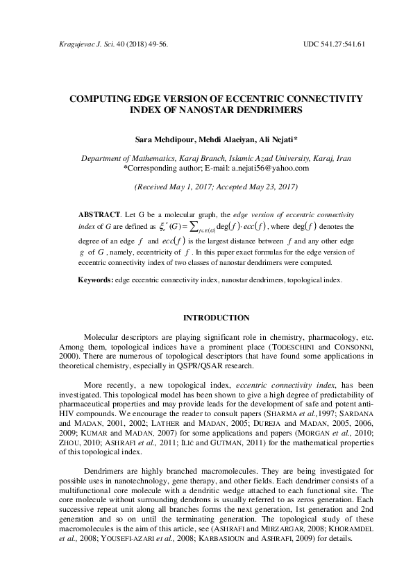 (PDF) Computing edge version of eccentric connectivity index of nanostar dendrimers