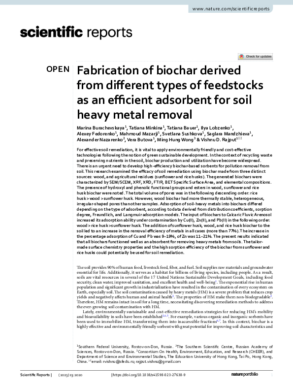 (PDF) Fabrication of biochar derived from different types of feedstocks ...