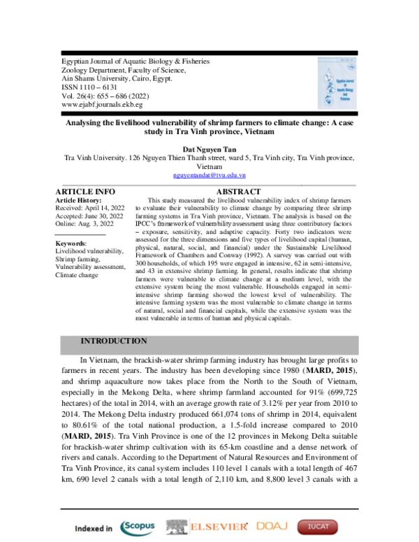 (PDF) Analysing the livelihood vulnerability of shrimp farmers to ...