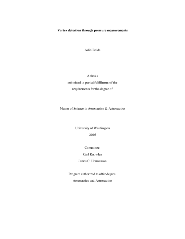 (PDF) Vortex detection through pressure measurements