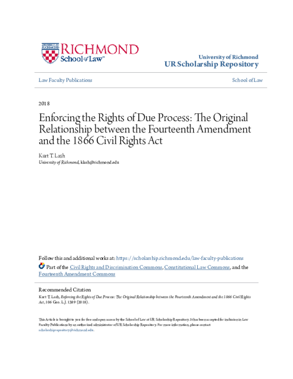 (PDF) The 1866 Civil Rights Act and the Original Meaning of the 1868 ...