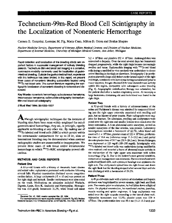 (PDF) Technetium-99m-red blood cell scintigraphy in the localization of ...