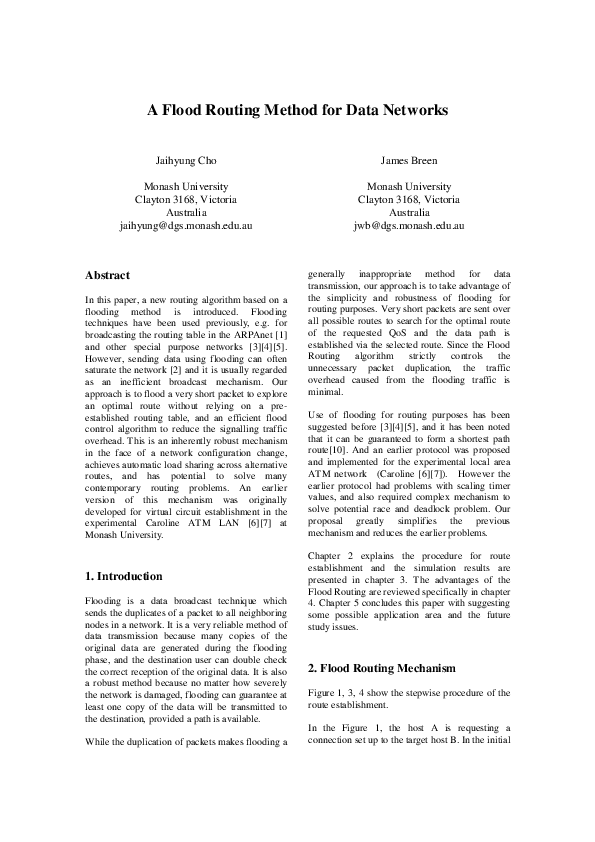 (PDF) Flood Routing Technique for Data Networks