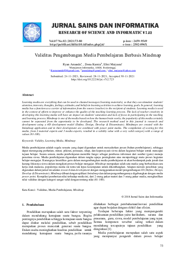 (PDF) Validitas Pengembangan Media Pembelajaran Berbasis Mindmap