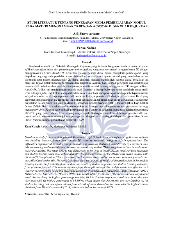 (PDF) Studi Literatur Tentang Penerapan Media Pembelajaran Modul Pada Materi Menggambar 2D ...