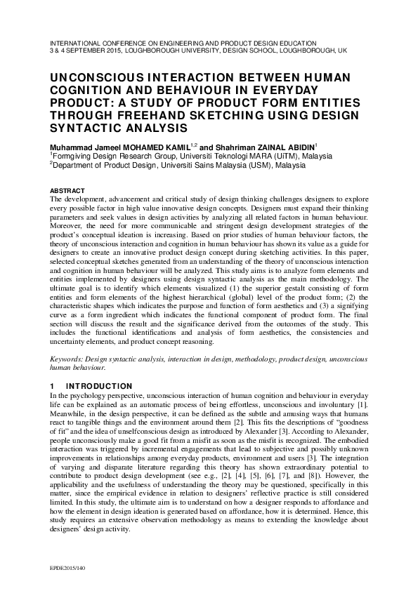(PDF) Unconscious Interaction Between Human Cognition and Behaviour in ...