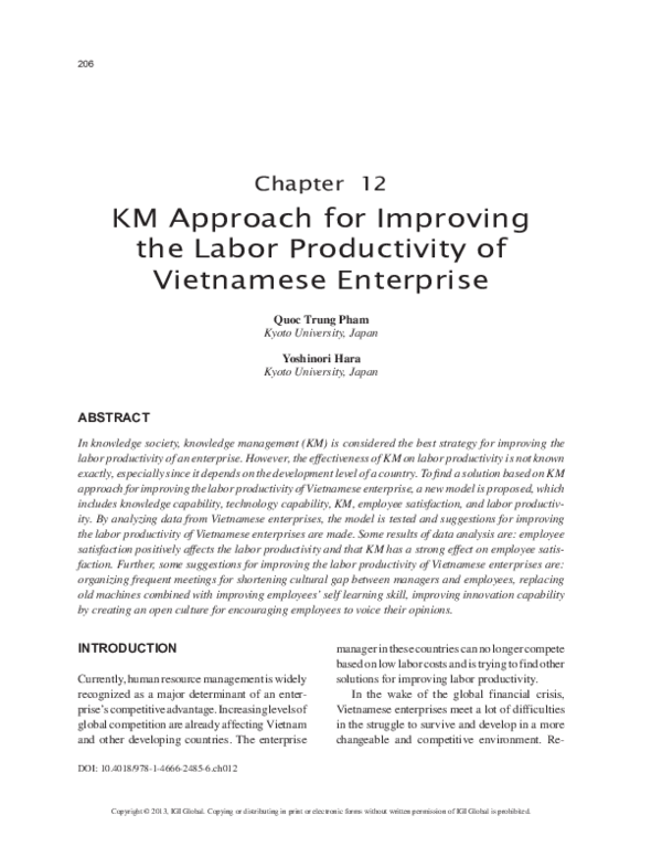 (PDF) KM Approach for Improving the Labor Productivity of Vietnamese Enterprise