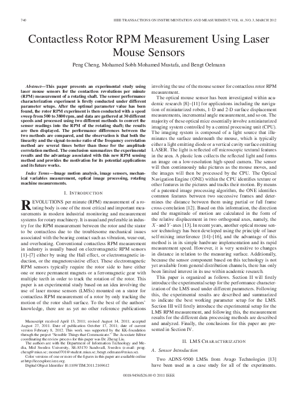 (PDF) Contactless Rotor RPM Measurement Using Laser Mouse Sensors