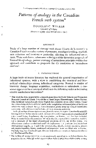 (PDF) Patterns of analogy in the Canadian French verb system
