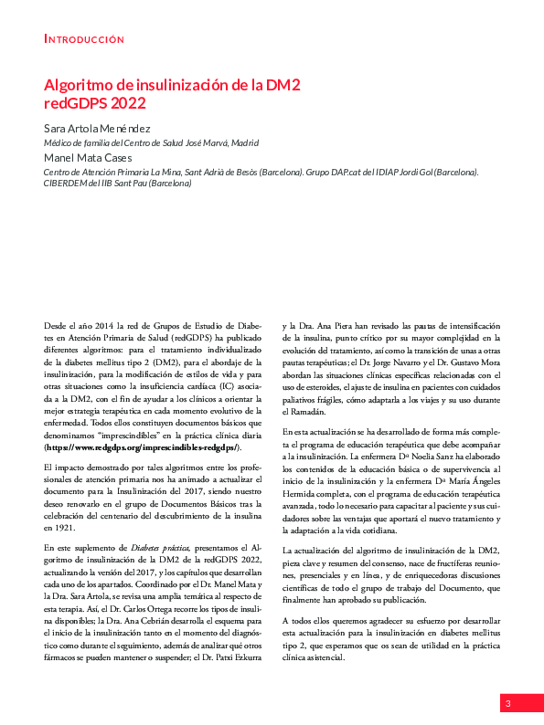 (PDF) Algoritmo de insulinización de la DM2 redGDPS 2022