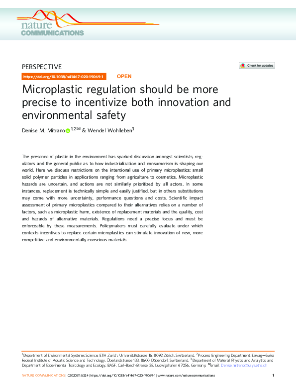 (PDF) Microplastic regulation should be more precise to incentivize ...