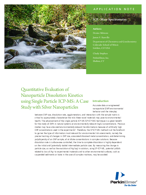 (PDF) Quantitative Evaluation of Nanoparticle Dissolution Kinetics using Single Particle ICP-MS ...
