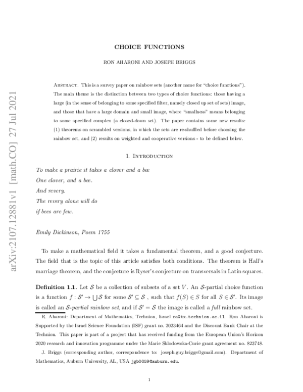 (PDF) Choice Functions