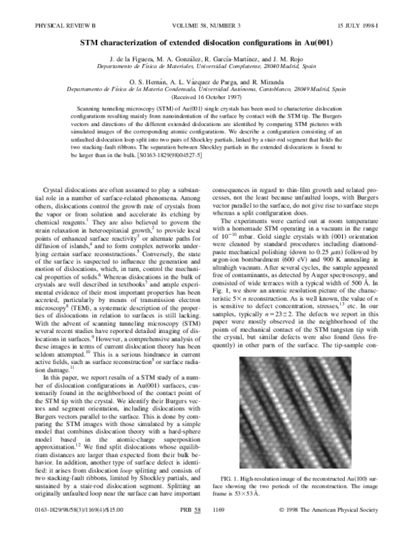 (PDF) STM characterization of extended dislocation configurations in Au ...