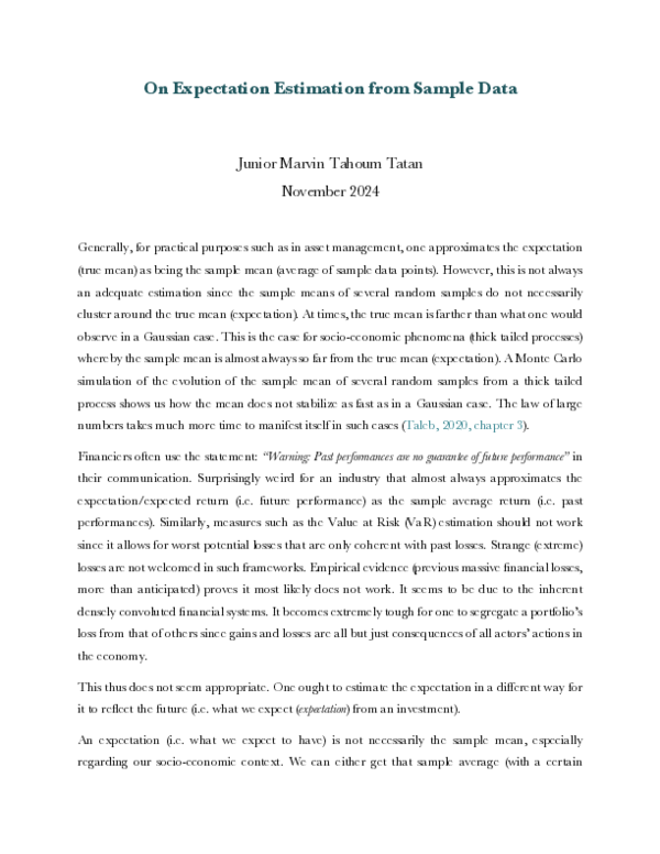 (PDF) On Expectation Estimation from Sample Data