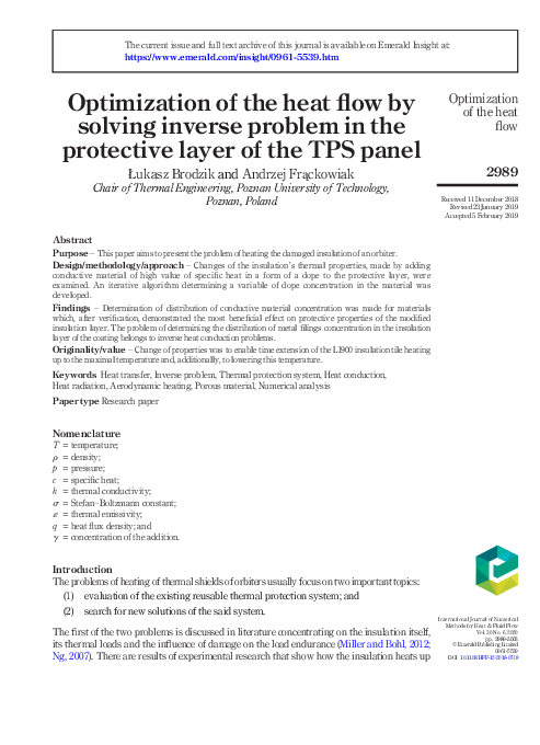 (PDF) Optimization of the heat flow by solving inverse problem in the protective layer of the ...