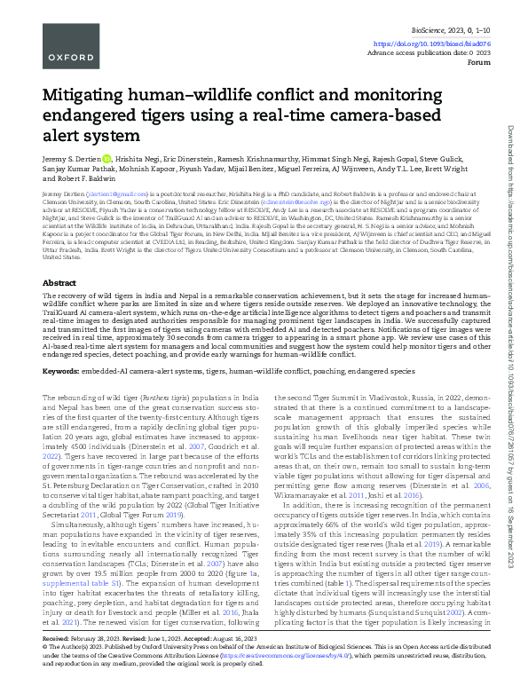(PDF) Mitigating human–wildlife conflict and monitoring endangered ...