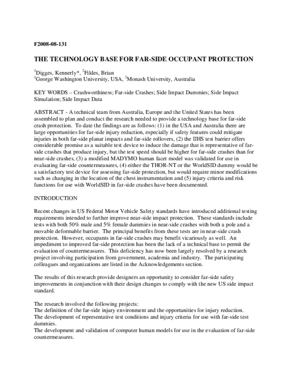 (PDF) The technology base for far side occupant protection