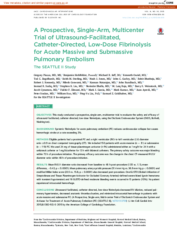 (PDF) A Prospective, Single-Arm, Multicenter Trial of Ultrasound ...