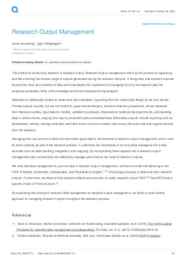 (PDF) Research Output Management