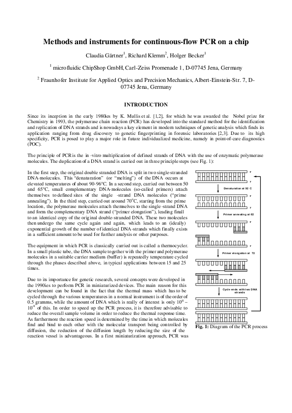 (PDF) Methods and instruments for continuous-flow PCR on a chip