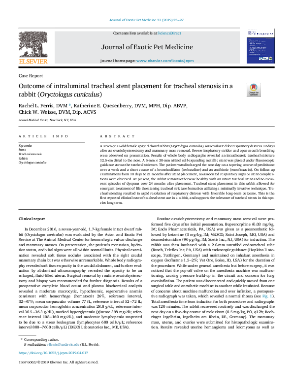 (PDF) Outcome of intraluminal tracheal stent placement for tracheal ...