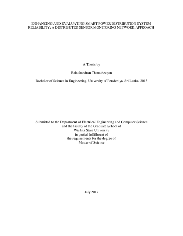 (PDF) Enhancing and evaluating smart power distribution system reliability: a distributed sensor ...