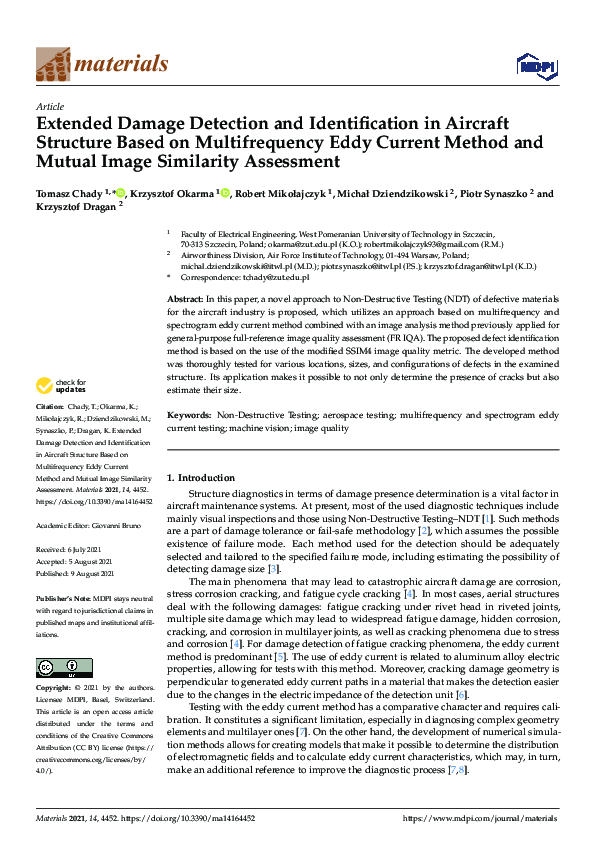 (PDF) Extended Damage Detection and Identification in Aircraft Structure Based on Multifrequency ...
