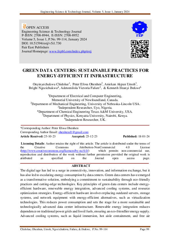 (PDF) Green Data Centers: Sustainable Practices for Energy-Efficient It Infrastructure