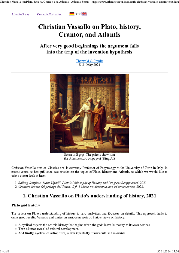 (PDF) Christian Vassallo on Plato, History, Crantor, and Atlantis