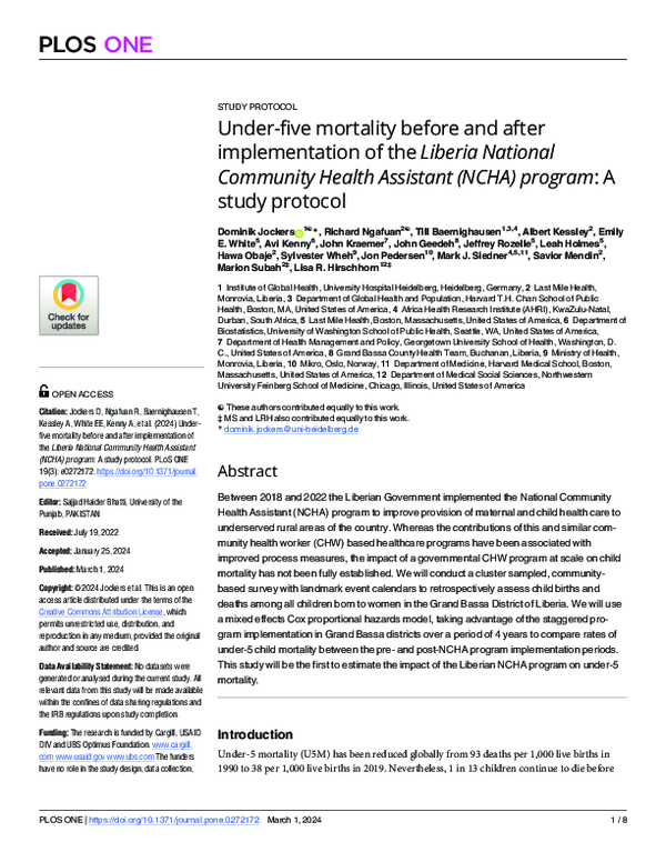 (PDF) Under-five mortality before and after implementation of the ...