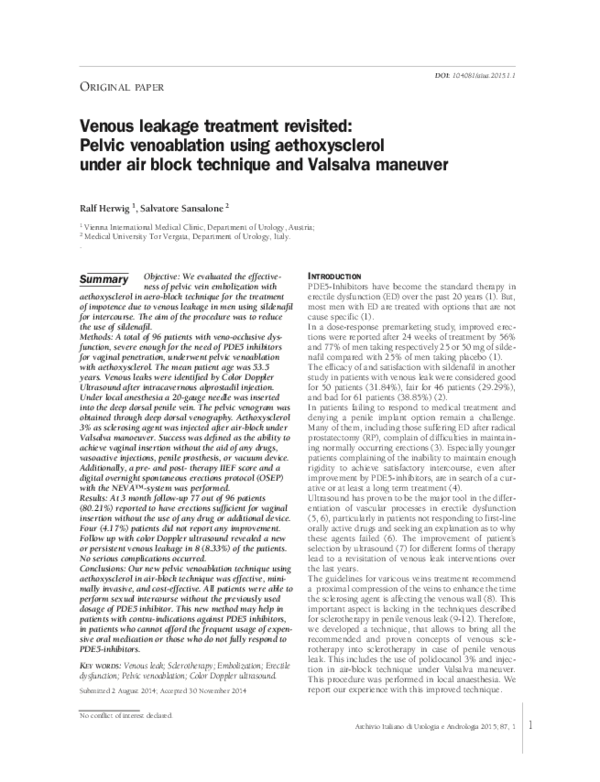 (PDF) Venous leakage treatment revisited: pelvic venoablation using ...